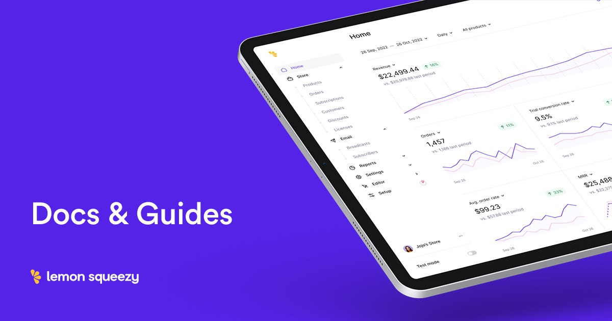 Docs & Guides • Lemon Squeezy