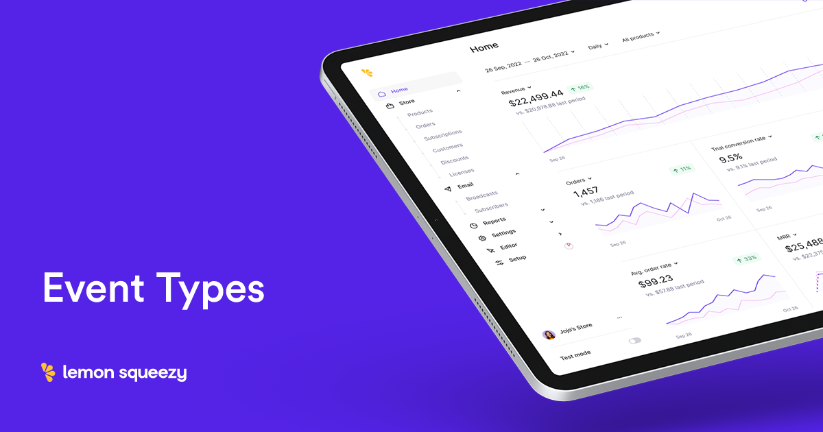 Docs: Event Types • Lemon Squeezy